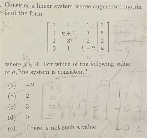 Solved Consider A Linear System Whose Augmented Matrix Is Of