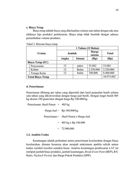 Analisis Kelayakan Usahabudidayalobste Pdf Fish And Aquariums Pets