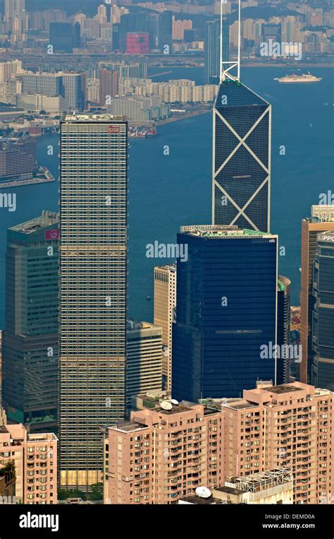 High Rising Business Buildings And The Bank Of China Tower In The