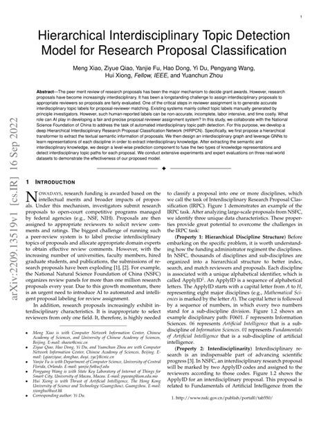 Pdf Hierarchical Interdisciplinary Topic Detection Model For Research Proposal Classification