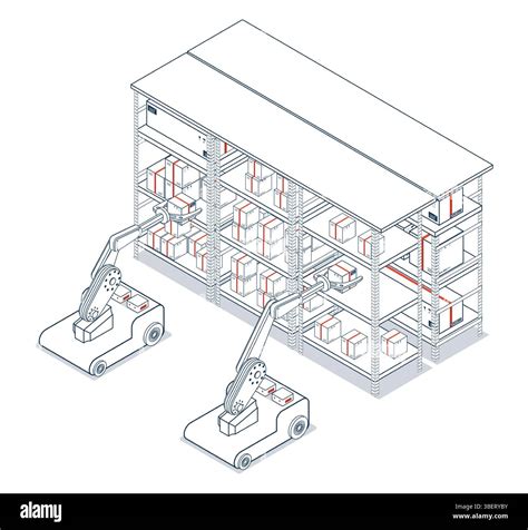 Autonomous Robotic Arm Handling Cardboard Boxes In Warehouse Operations Stock Vector Image And Art