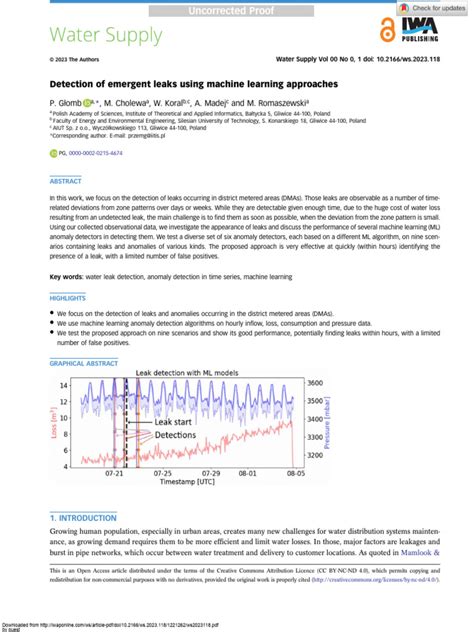 Detection Of Emergent Leaks Using Machine Learning Pdf Applied Mathematics