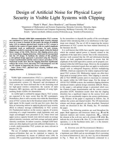 Design Of Artificial Noise For Physical Layer Security In Visible Light