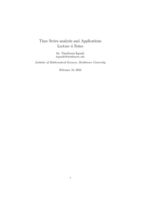 Lecture 4 Notes Time Series Arima Time Series Arima Time Series Arima