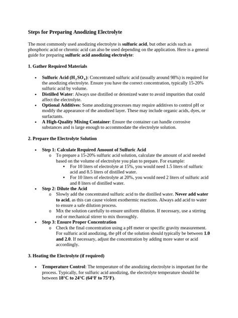 Anodizing Solution Pdf Sulfuric Acid Acid