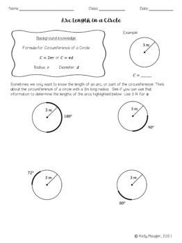 Arc Length Discovery Notes And Practice Paper And Digital By Rd And Th