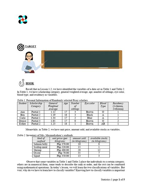 Slg 13 Classifying Variables Pdf Categorical Variable Mean