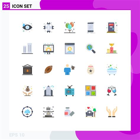 25 Thematic Vector Flat Colors And Editable Symbols Of Smartphone Mobile System Device Holiday