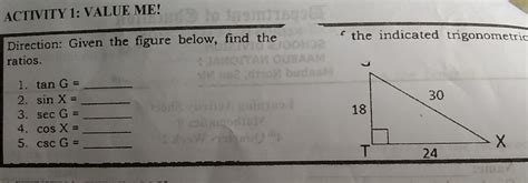 Solved Activity 1 Value Me Direction Given The Figure Below Find The The Indicated