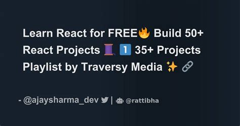 Learn React For Free🔥 Build 50 React Projects 🧵 Thread From Ajay