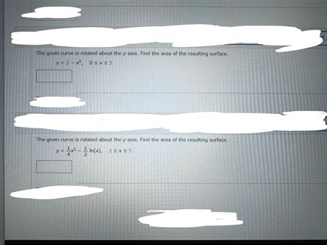 solved the given curve is rotated about the y axis find the
