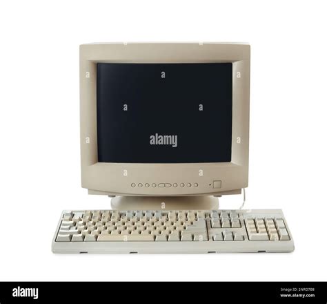 Old Computer Monitor And Keyboard On White Background Stock Photo Alamy