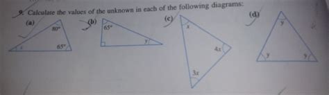 Solved Calculate The Values Of The Unknown In Each Of The Following