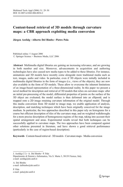 Pdf Content Based Retrieval Of 3d Models Through Curvature Maps A Cbr Approach Exploiting