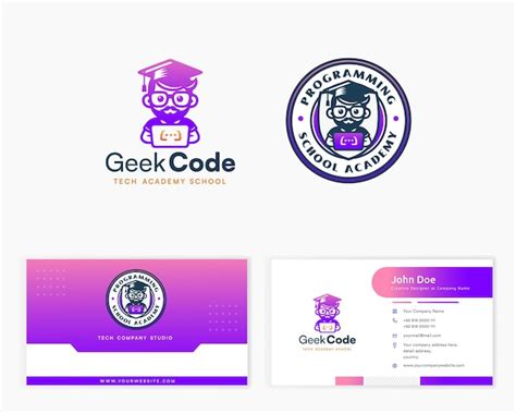 Premium Vector Geek Programmer School Academy Logo Template For Corporate Business