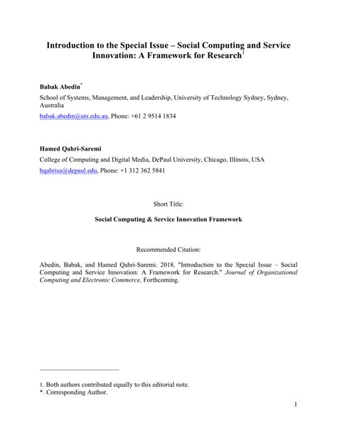 Pdf Introduction To The Special Issue Social Computing And Service