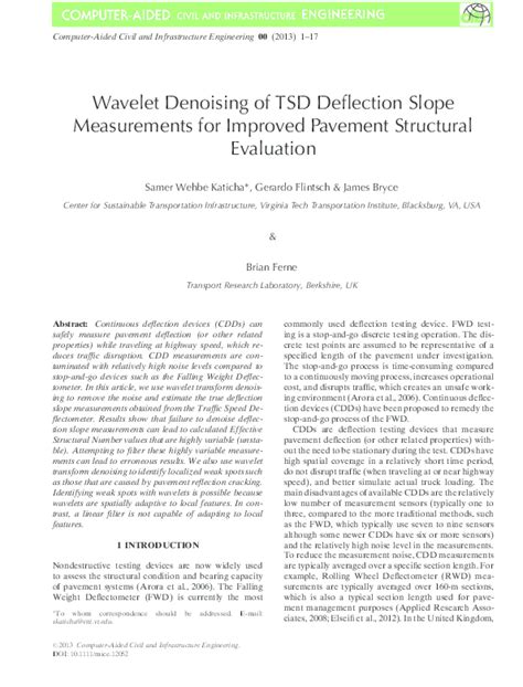 Pdf Wavelet Denoising Of Tsd Deflection Slope Measurements For Improved Pavement Structural