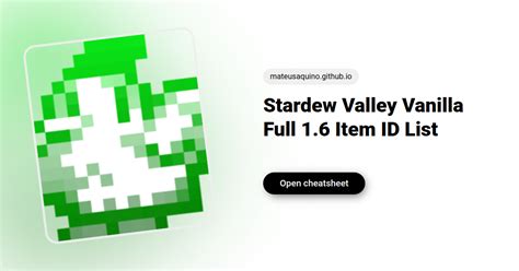 GitHub MateusAquino Stardewids Stardew Valley Vanilla IDs