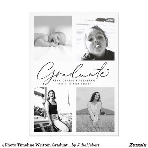 4 Photo Timeline Written Graduate Announcement Zazzle
