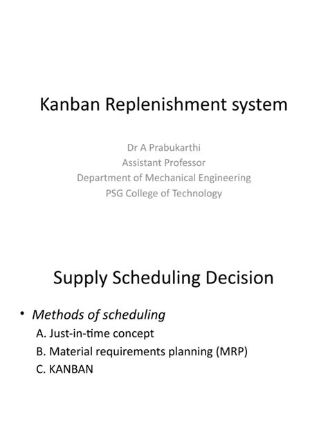 Kanban Replenishment System Pdf Business Supply Chain Management