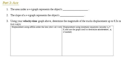 [solved] Part 3 Ace 1 The Area Under A V T Graph Represents The Object