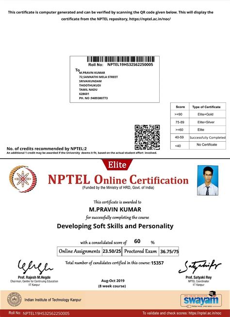 Pravin Kumar M On Linkedin Completed Nptel Swayam Course In Developing Soft Skills And Personality