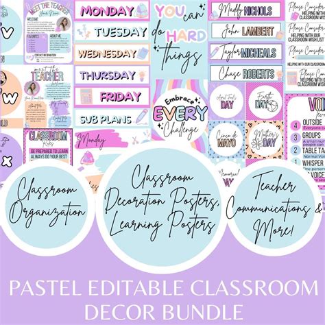Pastel Classroom Theme Bundle Modern Classroom Decor Bundle Printable Classroom Calm Classroom