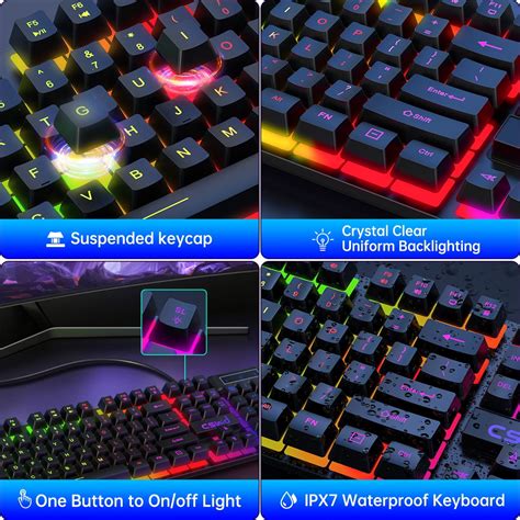 Buy Gaming Keyboard And Mouse 104 Keys Rainbow Led Rgb Backlit Quiet Computer Keyboard