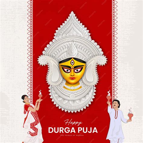 Happy Durga Puja Illustrations Durga Face Happy Navratri Dussehra