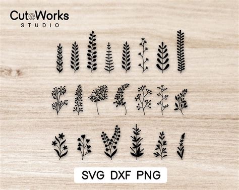 flower svg plotter file flower silhouette cricut file png dxf botanical