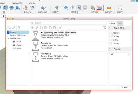 how to find machine configurations for fusion manufacture and hsmworks