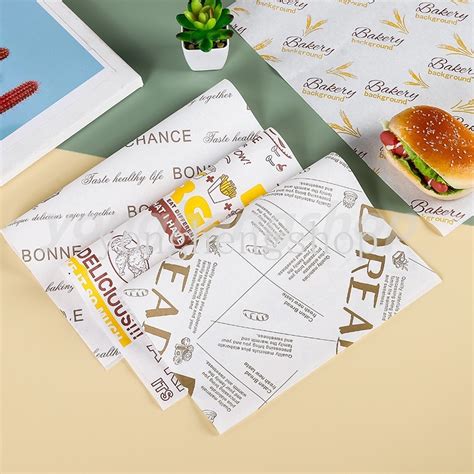 50pcslot Wax Paper Food Grease Paper Nonstick Food Wrapper Bread
