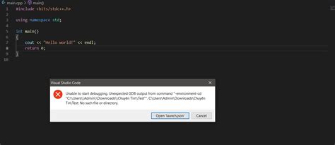 C Unable To Start Debugging Unexpected GDB Output From The Command Environment Cd Path