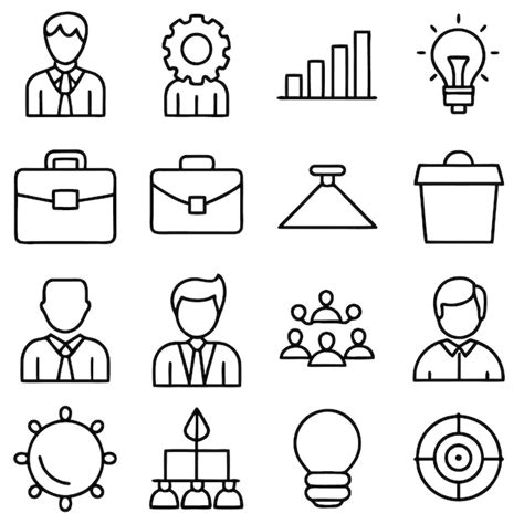 Premium Vector Set Of Business Icon Illustration Management Marketing Outline Design
