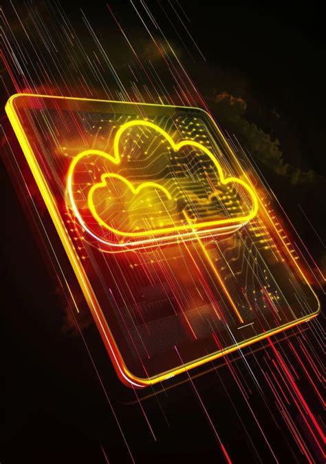 Futuristic Cloud Computing Concept With Neon Lights Digital