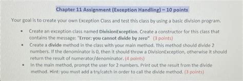 Solved Chapter 11 Assignment Exception Handling 10