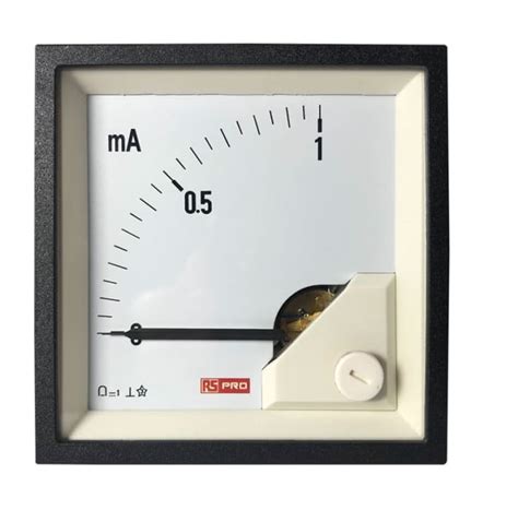 RS PRO RS PRO Analogue Panel Ammeter 1 Input MA DC 68mm X 68mm 1 Moving Coil 186 2487 RS