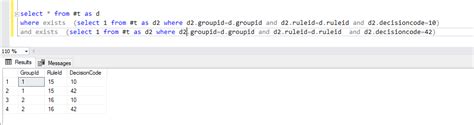 Sql How To Query Entries With Specific Decision Ids In Ms Access