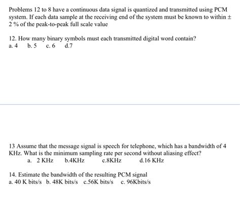 solved problems 12 to 8 have a continuous data signal is