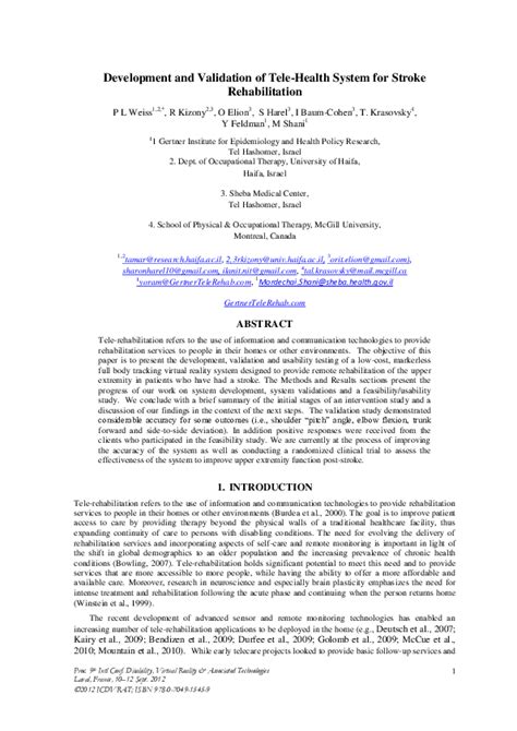 Pdf Development And Validation Of Tele Health System For Stroke
