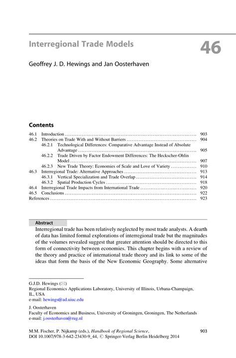 Pdf Interregional Trade Models