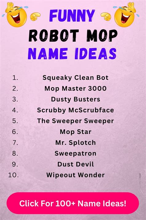 Top 100 Funny Robot Mop Name Ideas Funny Robot Names Funny