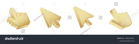 Click Cursor 3d Gold Icon Computer Stock Vector Royalty Free