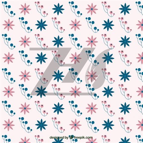 دانلود وکتور الگوی گل های آبی صورتی دانلود رایگان فایل لایه باز، Psd