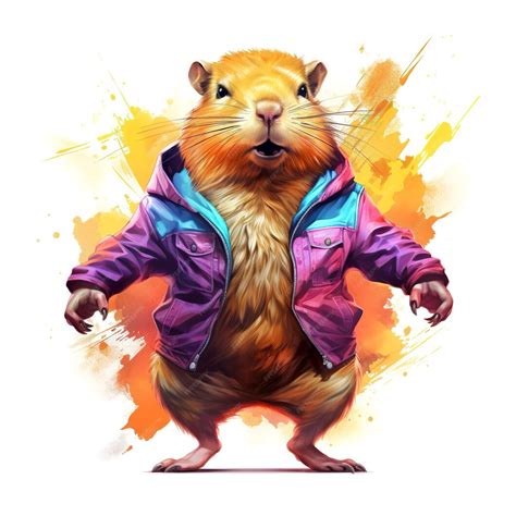 Cool Capybara Con Chaqueta Para Sublimación Impresión Capybara Diseño