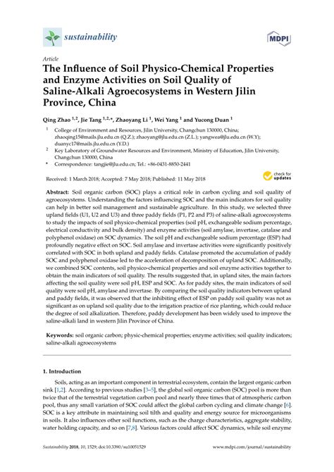 (PDF) The Influence of Soil Physico-Chemical Properties and Enzyme Activities on Soil Quality of ...