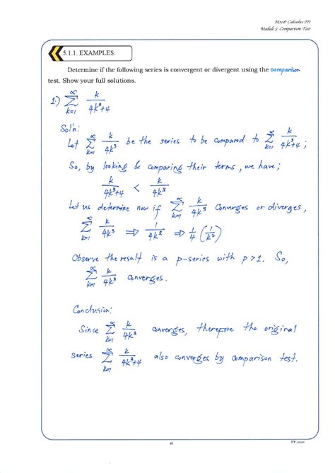 SOLUTION Calculus Iii Comparison Test Examples And Techniques Studypool