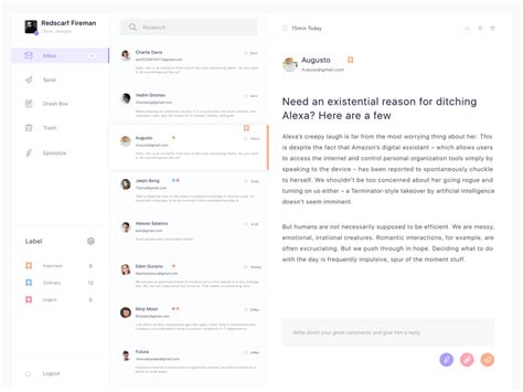 Email Inbox Application Ui Email Application Dashboard Design