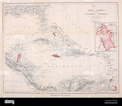 Vintage Map Of British Colonies In The West Indies And Central America