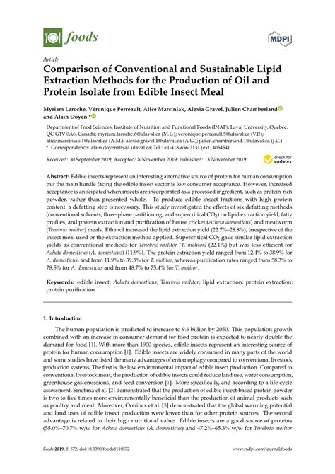 Comparison Of Conventional And Sustainable Lipid Extraction Methods For